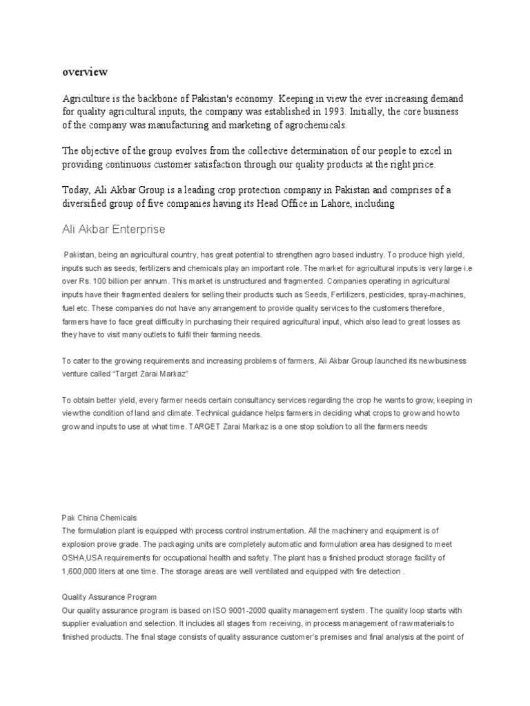 Ali Akbar Group | PDF | Agriculture | Pesticide