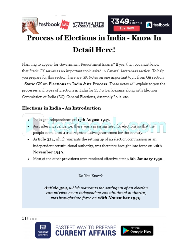Indian Elections Guide for Exam Prep | PDF | Elections | Independent India