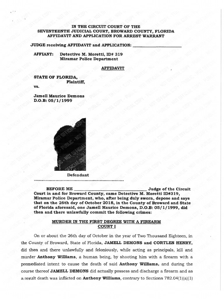 YNW Melly Arrest Affidavit | PDF | Violence