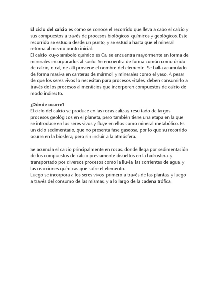 El Ciclo Del Calcio | PDF | Calcio | Suelo