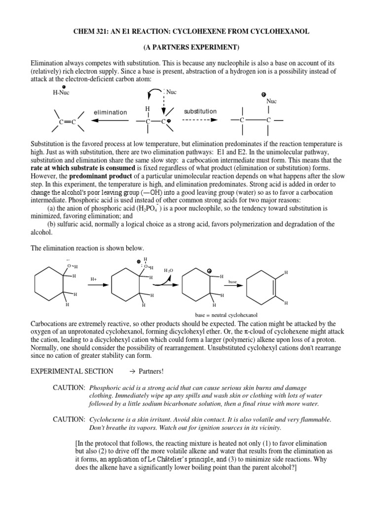 H-Nuc H Nuc Nuc: Chem 321: An E1 Reaction: Cyclohexene From ...