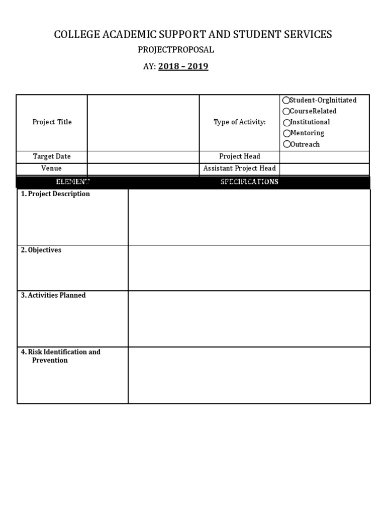 Project Proposal Form (Template) | PDF
