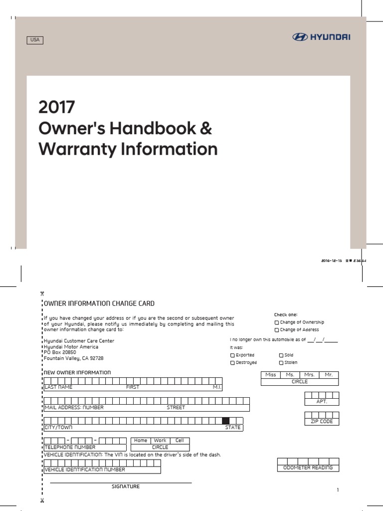 2017MY Hyundai All Models Warranty Handbook PDF | PDF | Hybrid Vehicle ...