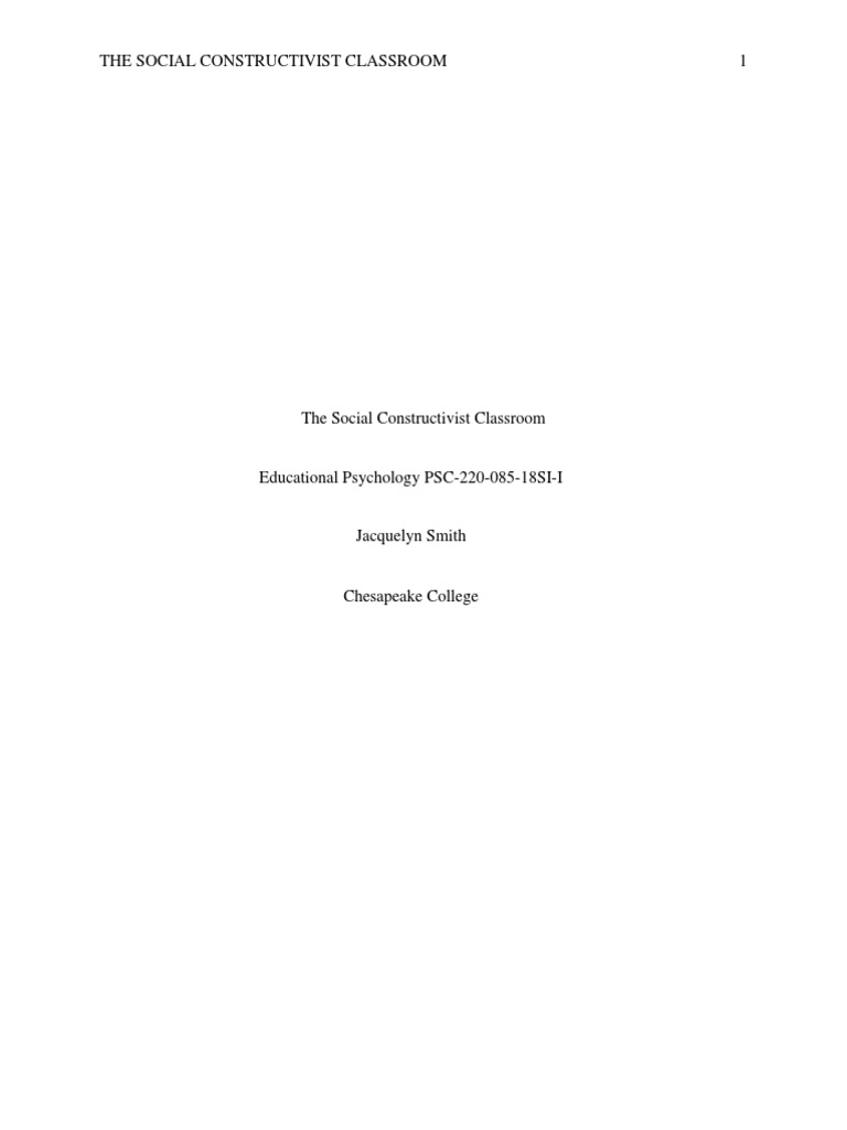 Jsmith Research Paper Social Constructivist Classroom | PDF | Constructivism (Philosophy Of ...