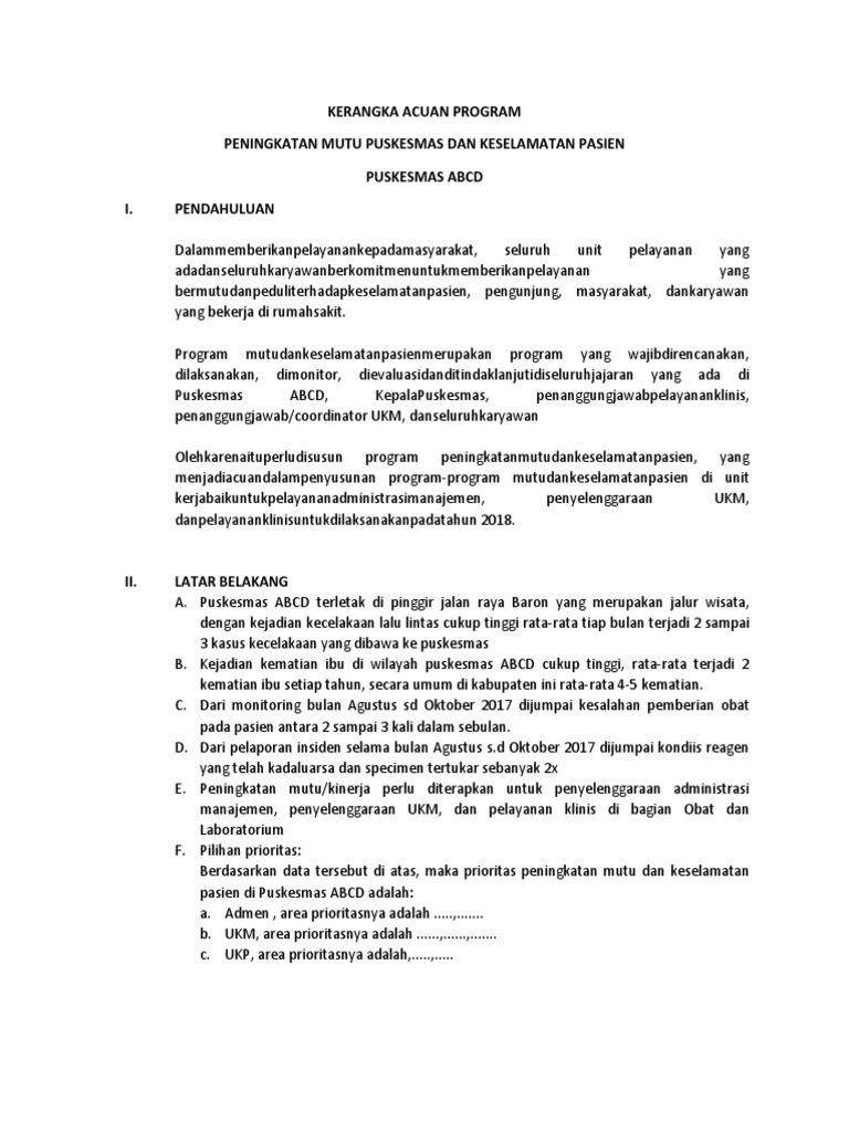 BCs - CONTOH PROGRAM PENINGKATAN MUTU PUSKESMAS DAN KESELAMATAN PASIEN ...