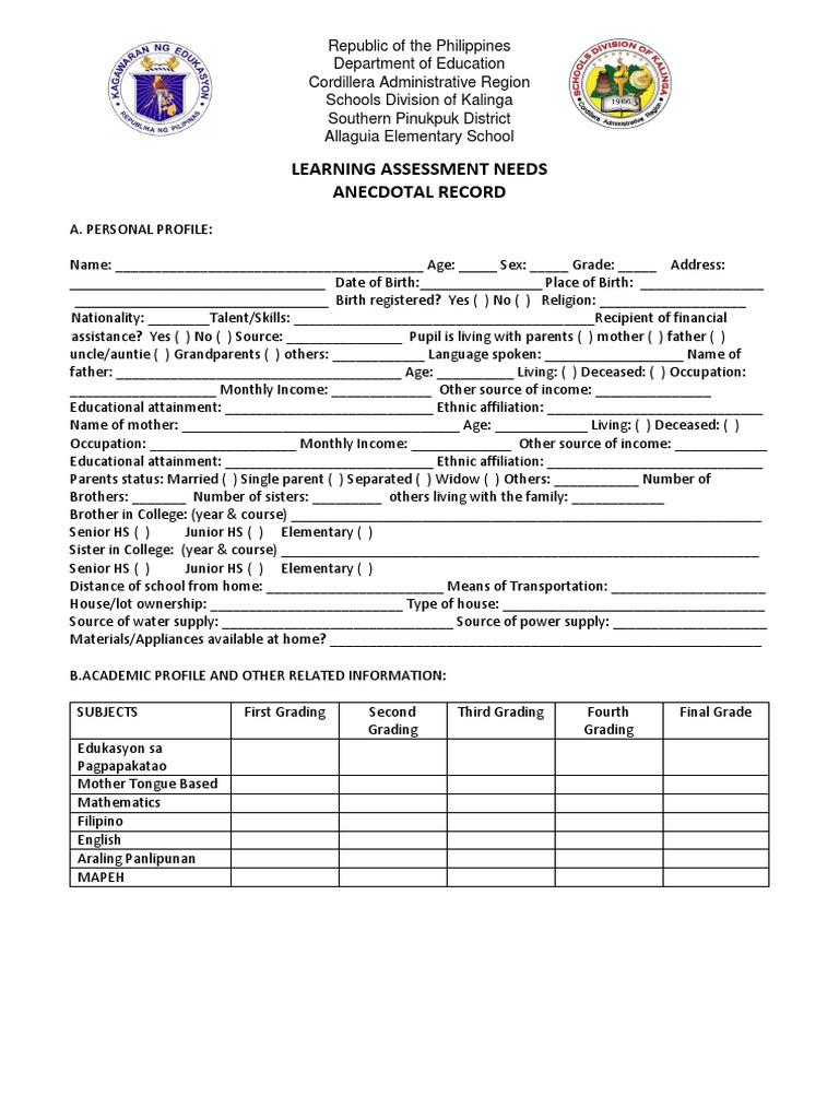 Anecdotal Record | PDF | Behavior Modification | Learning