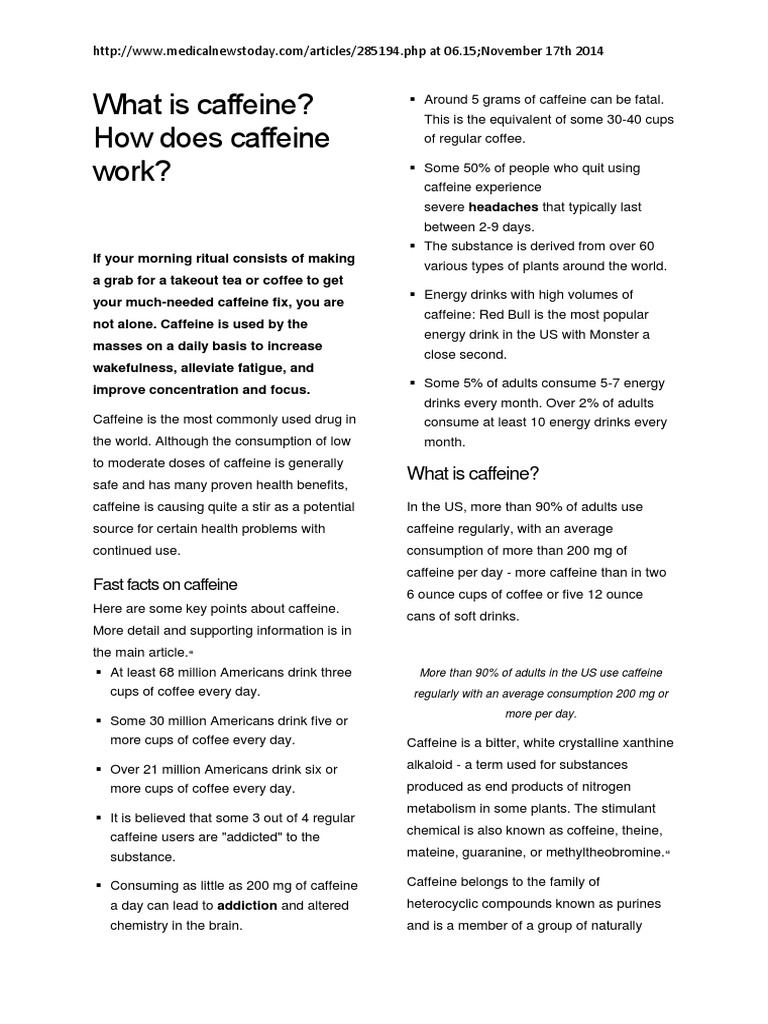 What Is Caffeine? How Does Caffeine Work? | PDF | Caffeine | Coffee