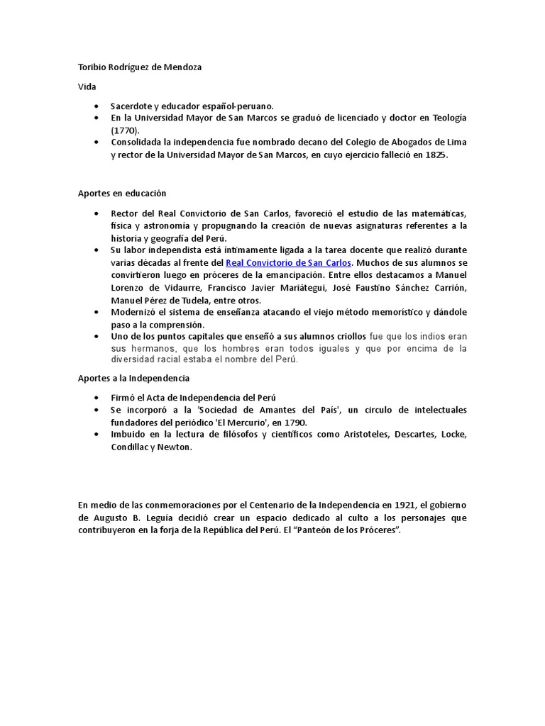 Toribio Rodríguez de Mendoza | PDF