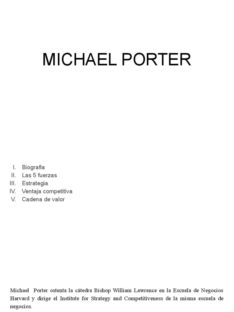 Biografía de Michael Porter | PDF | Cadena de valor | Negocios económicos