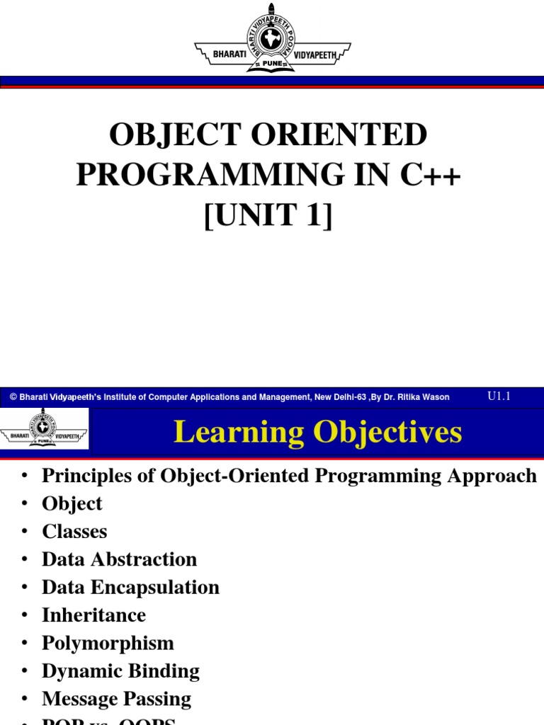 Object Oriented Programming in C++ (UNIT 1) | PDF | C++ | Object ...