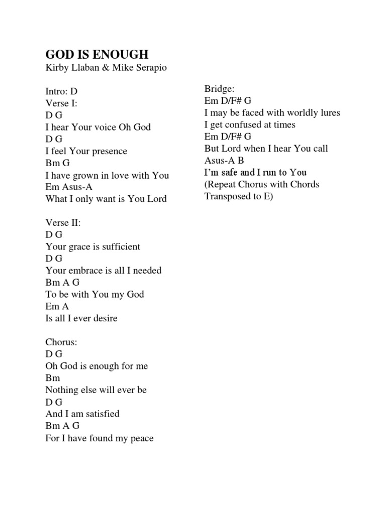God Is Enough Lyrics | PDF | Song Structure