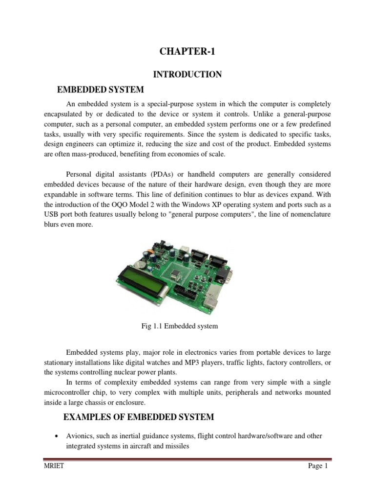 Embedded System: Chapter-1 | PDF | Rectifier | Sensor