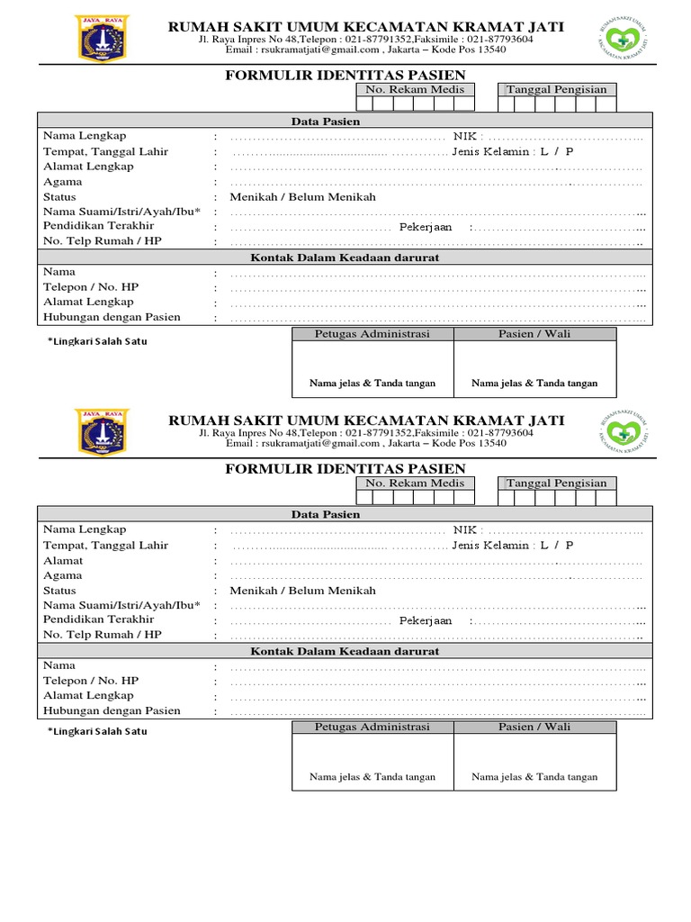 Formulir Identitas Pasien | PDF