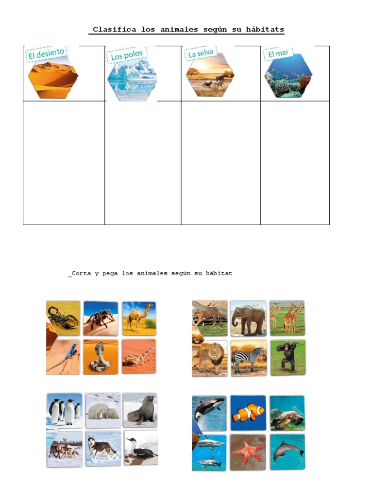 Clasifica Los Animales Segun Su Habitats | PDF