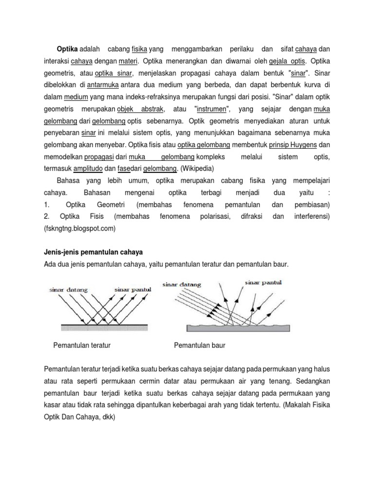 Optika, Geometri Dan Fisis | PDF
