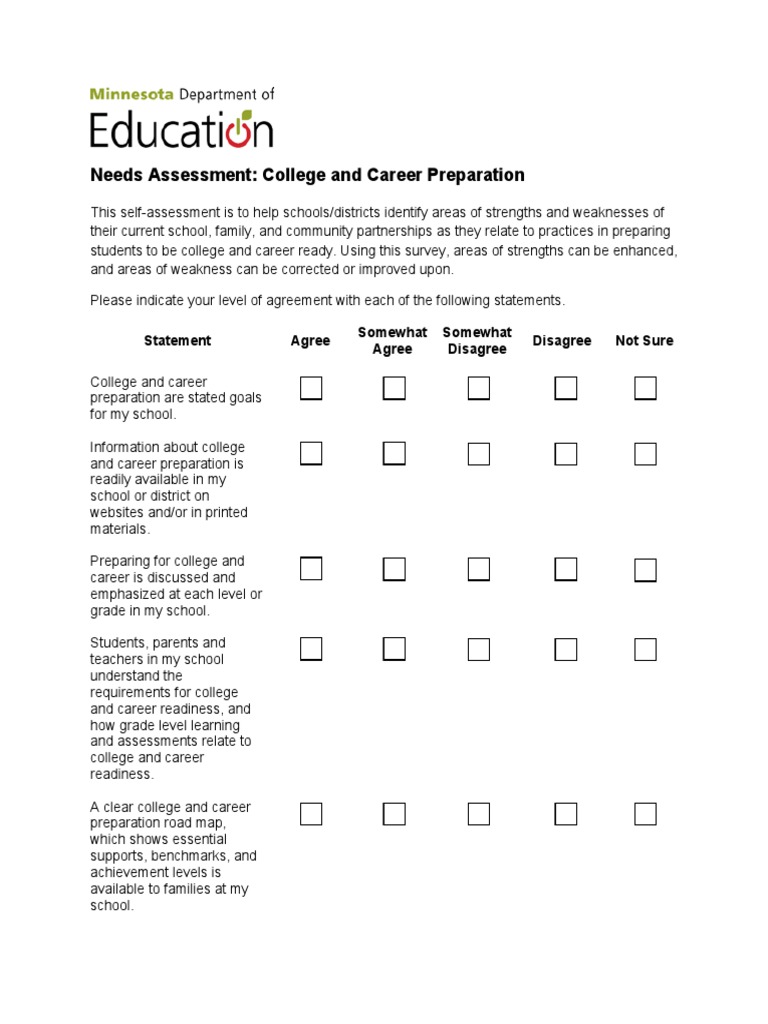Needs Assessment College and Career Readiness | PDF | Needs Assessment ...