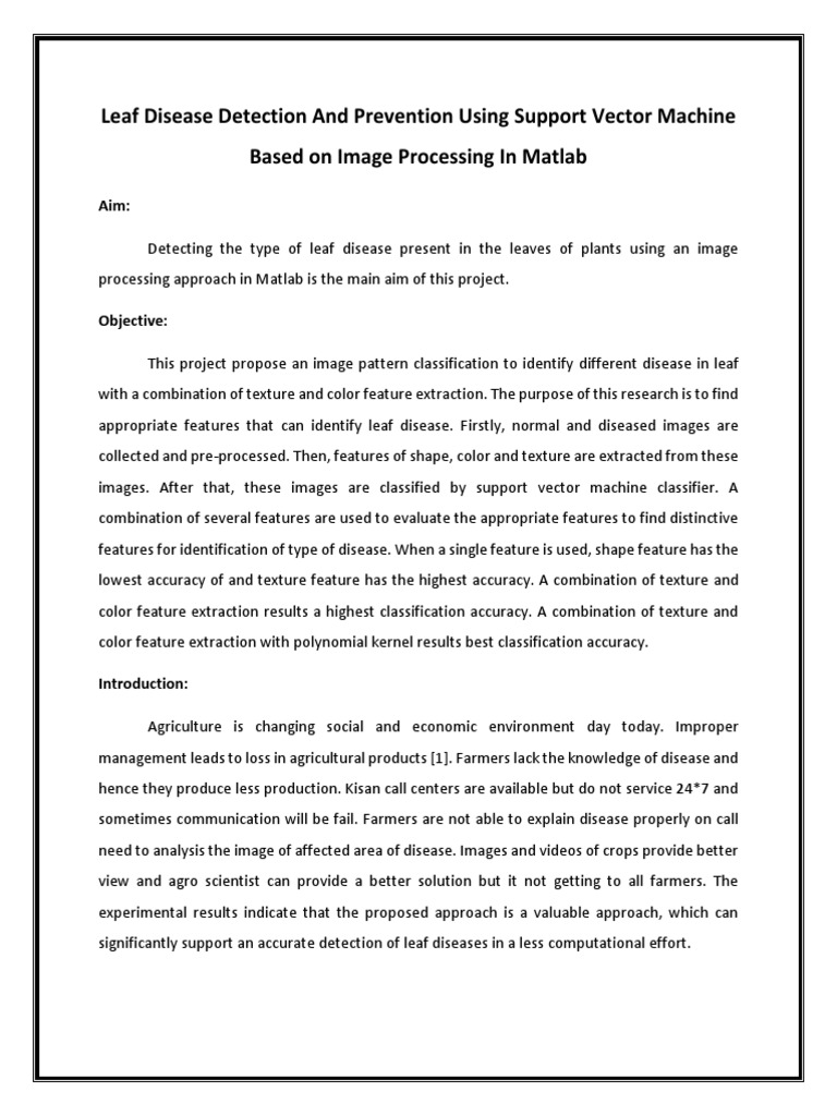 Leaf Disease Detection and Prevention Using Support Vector Machine ...