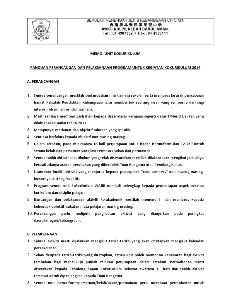 Panduan Perancangan Dan Pelaksanaan Program Untuk Aktiviti Kokurikulum ...
