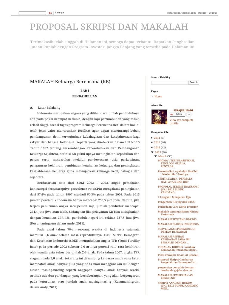 PROPOSAL SKRIPSI DAN MAKALAH - MAKALAH Keluarga Berencana (KB) PDF ...