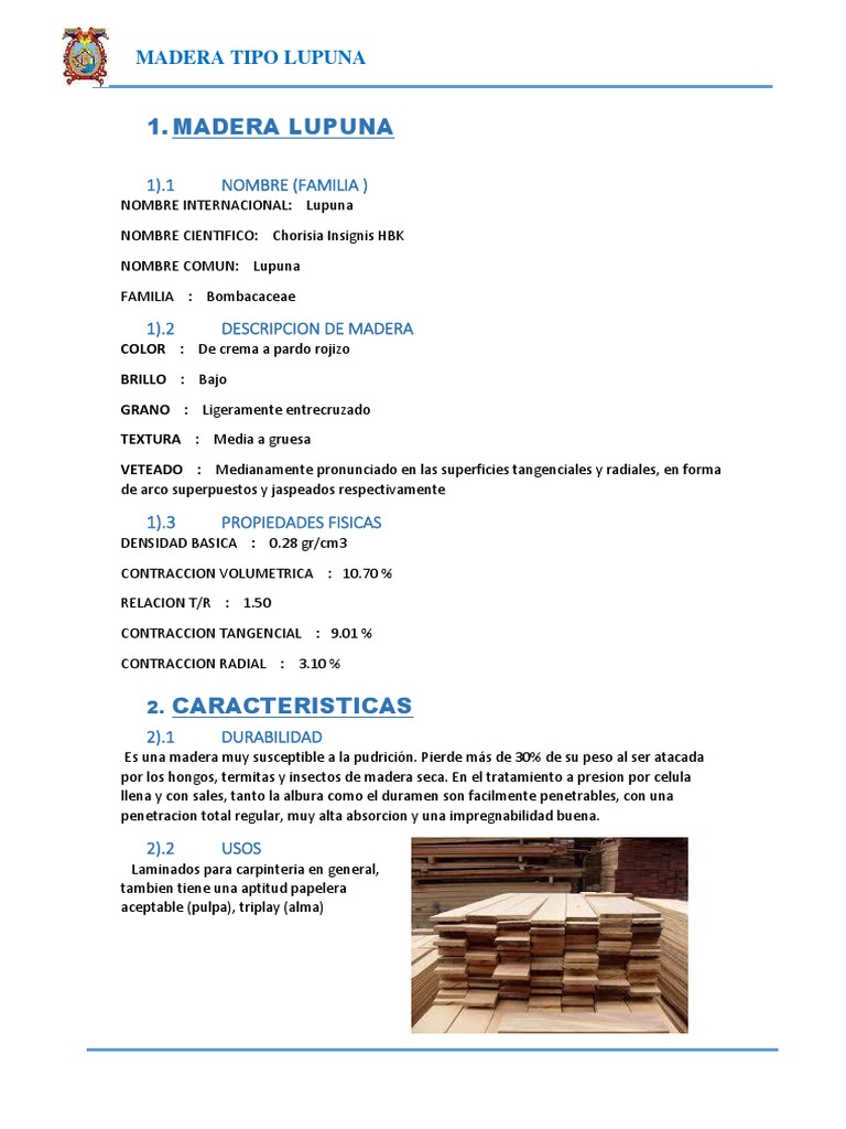 Madera Lupuna: Características y Usos | PDF | Arte