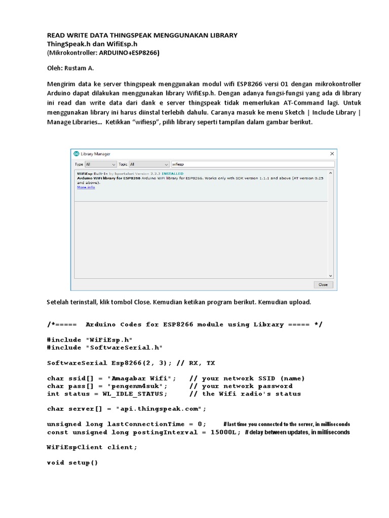 Arduino ESP8266 ThingSpeak Guide | PDF | Wi Fi | Hypertext Transfer Protocol