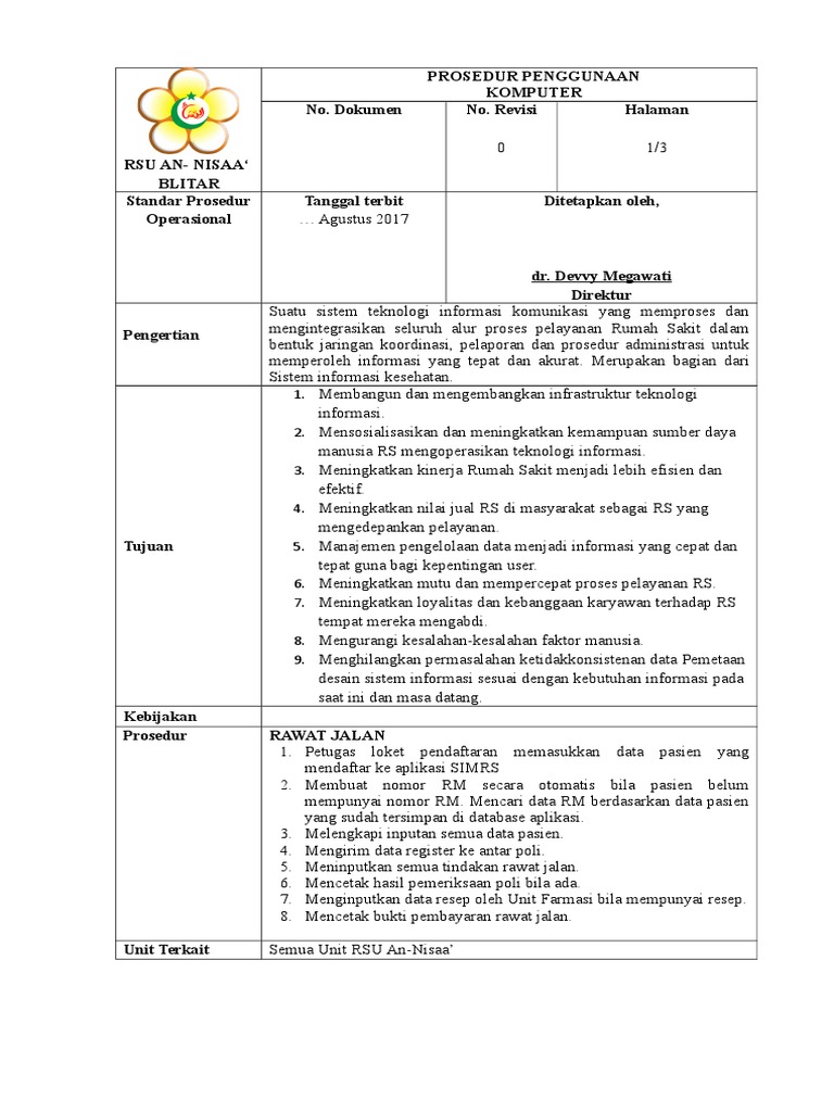 Spo Penggunaan Simrs | PDF