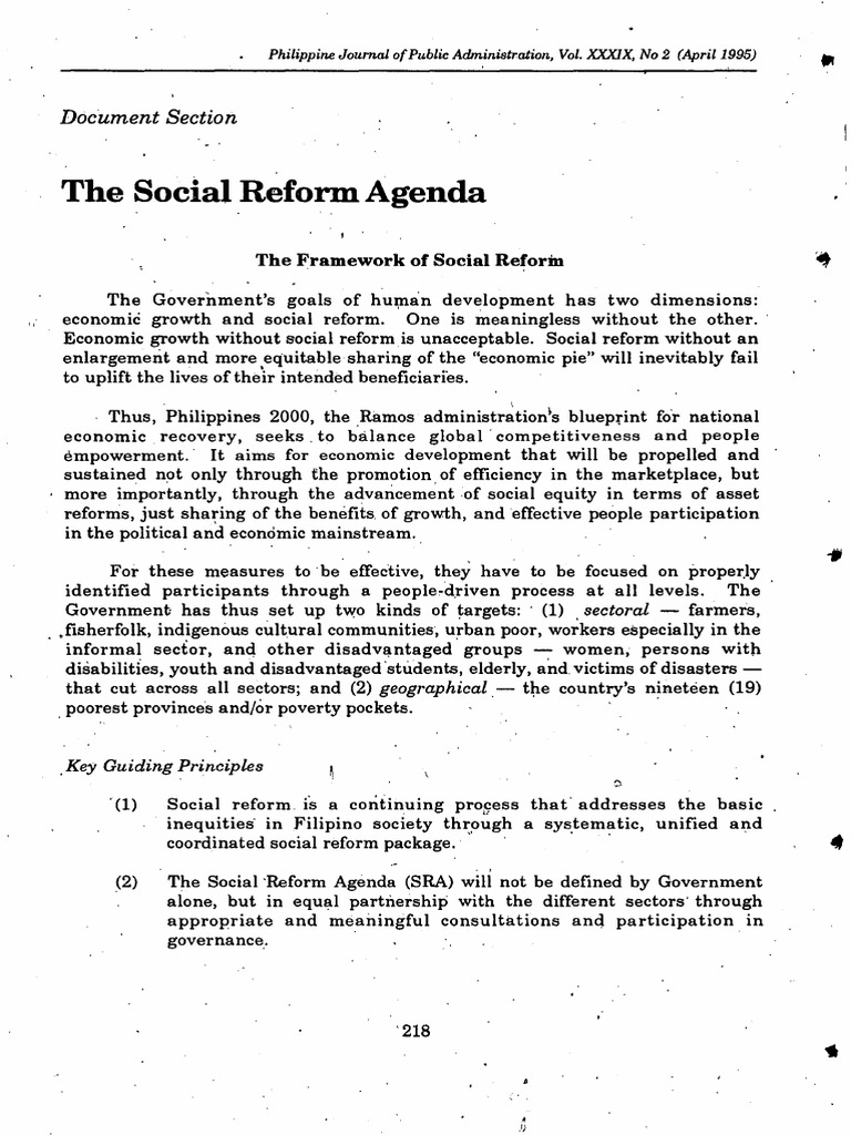 Social Reform Agenda in the Philippines | PDF | Welfare | Economic ...