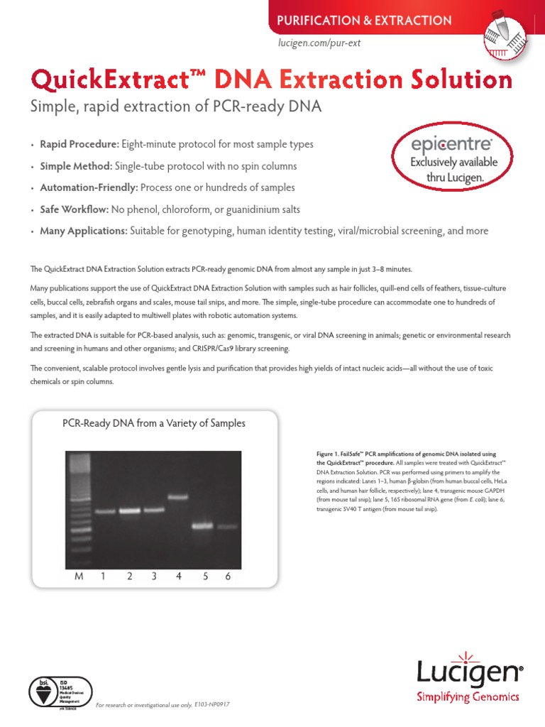 Quickextract™ Dna Extraction Solution | PDF | Polymerase Chain Reaction ...