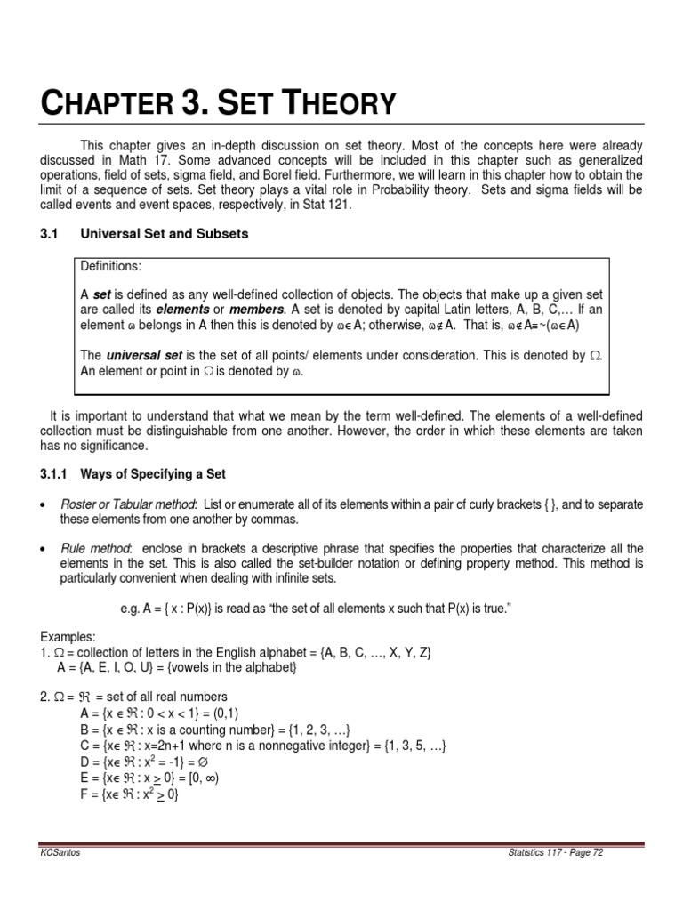 3 Set Theory PDF | PDF | Field (Mathematics) | Set (Mathematics)