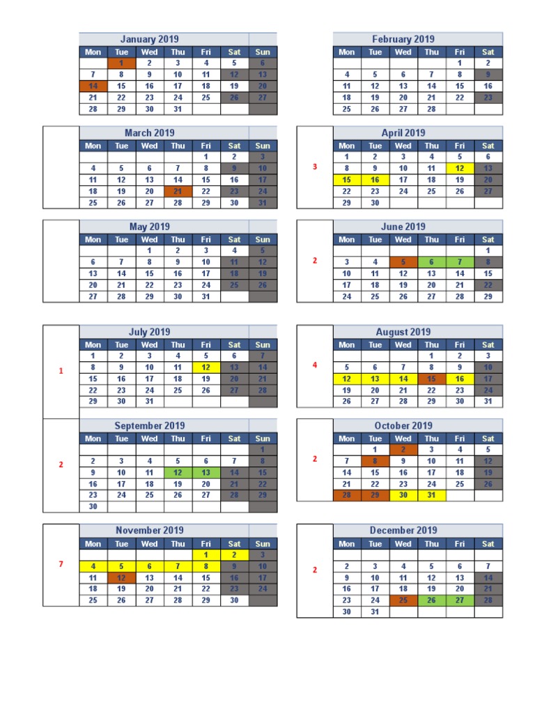 January 2019 February 2019: Mon Tue Wed Thu Fri Mon Tue Wed Thu Fri | PDF