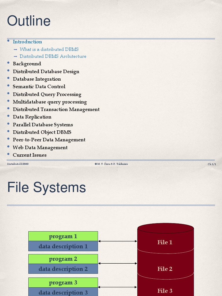 Outline: What Is A Distributed DBMS Distributed DBMS Architecture | PDF ...
