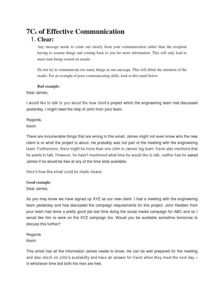 7C of Effective Communication: Clear | PDF | Semiotics | Communication