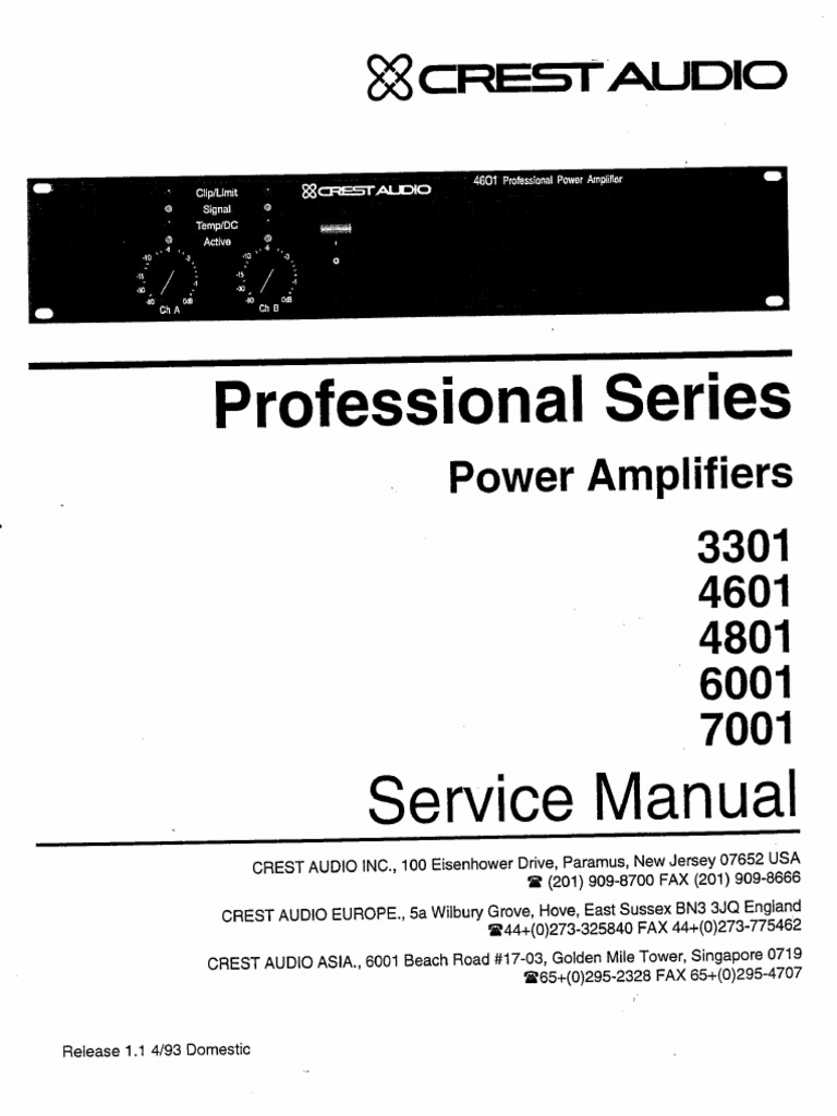 Crest Audio 4801 Service Manual PDF | PDF