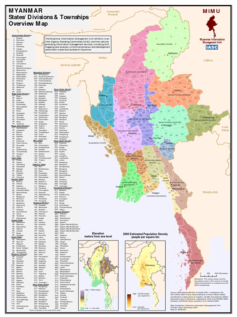 Myanmar States and Townships Map | PDF | Myanmar | Nature