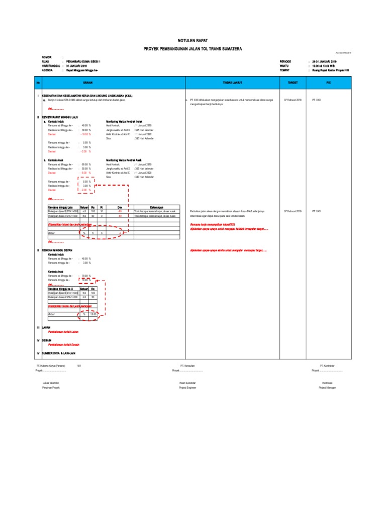 00 Contoh Format Notulen Rapat Mingguan | PDF