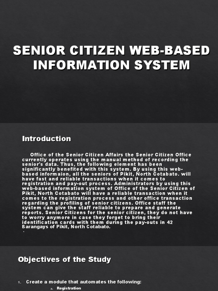 Senior Citizen Web-Based Information System | PDF