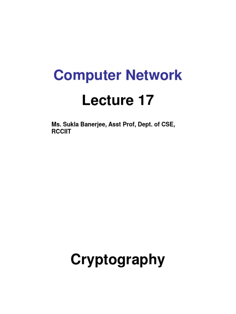 Cryptography Computer Networks Lecture Notes Pdf Cipher
