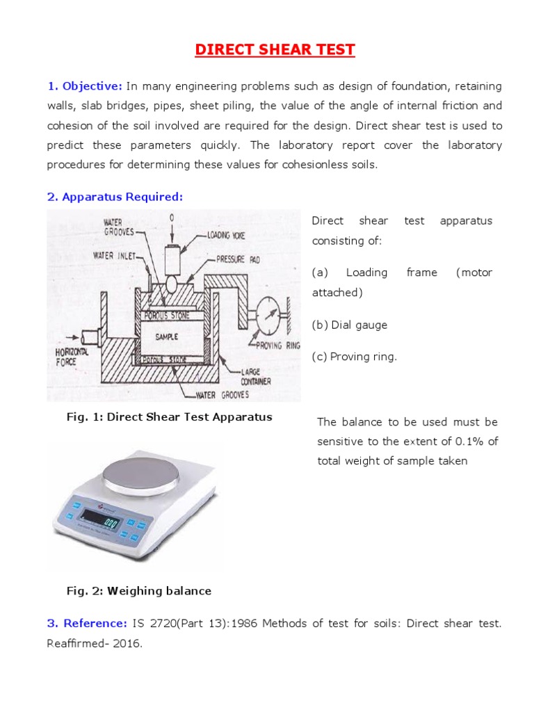 Direct Shear Test PDF | PDF | Friction | Mechanics