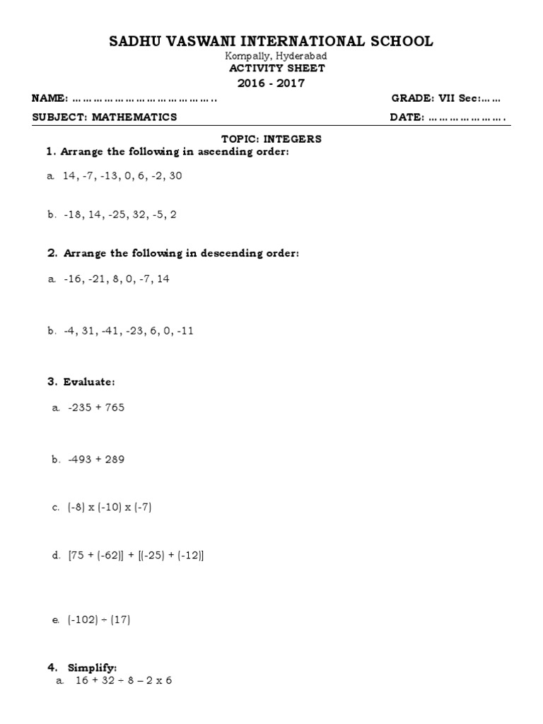 200 Grade-7 Holiday Homework 20160416120015 | PDF
