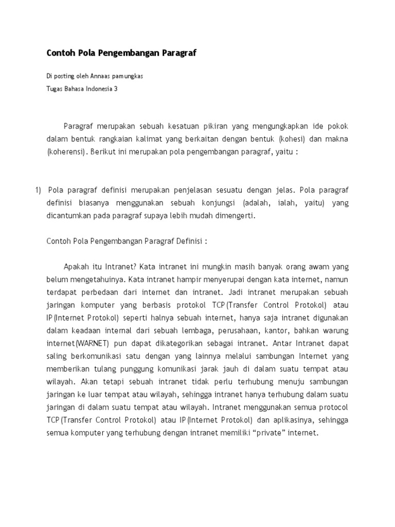 Contoh Pola Pengembangan Paragraf | PDF