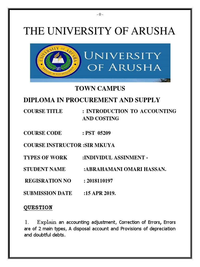 The University of Arusha: Town Campus Diploma in Procurement and Supply ...