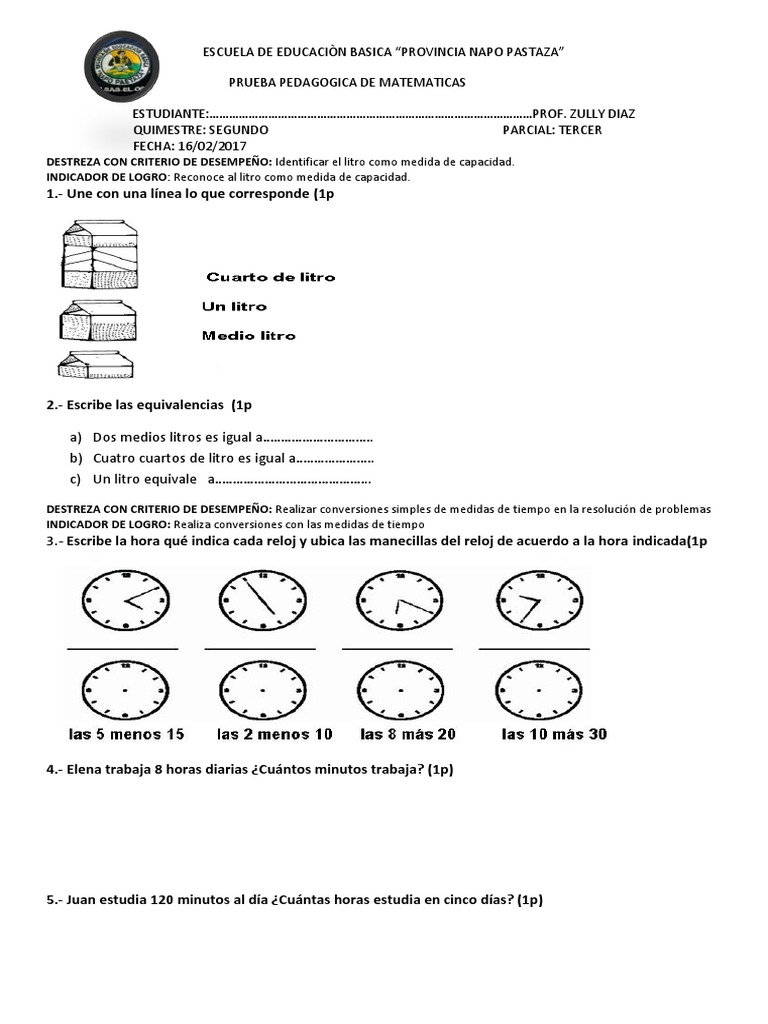Examen 6 Bloque | PDF | Reloj | Agitación