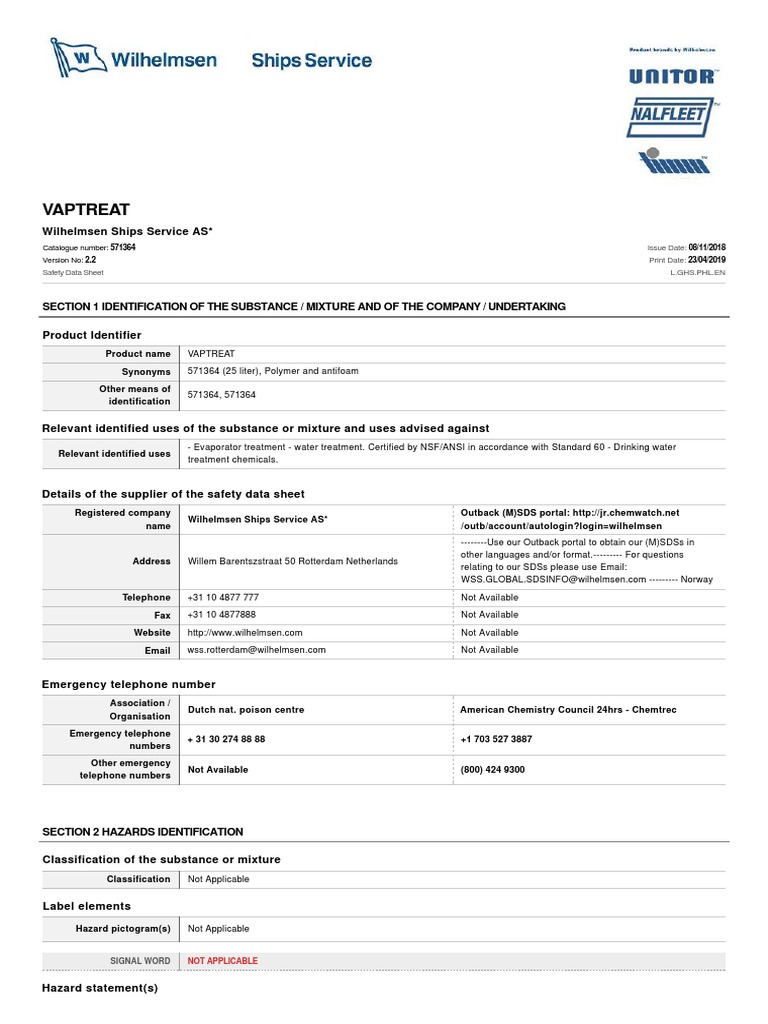Vaptreat 25LTR | PDF | Toxicity | Waste Management