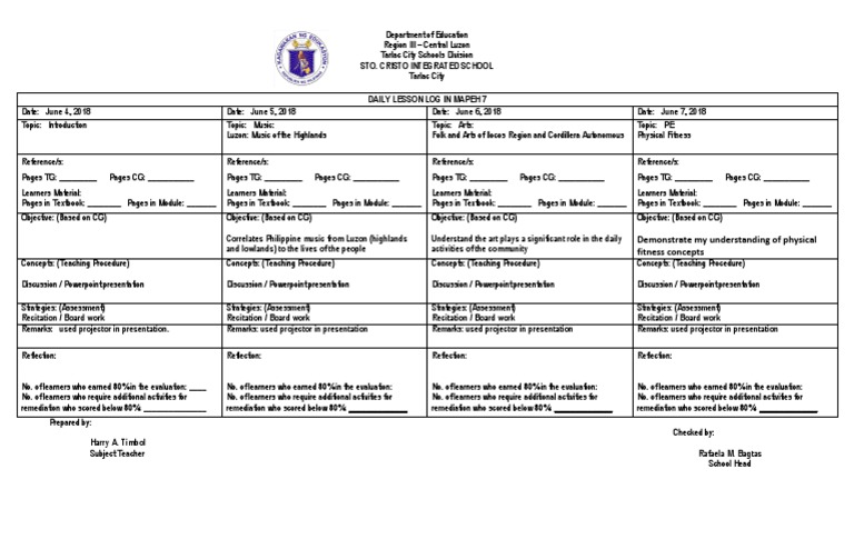 Mapeh DLL | PDF | Change | Pedagogy