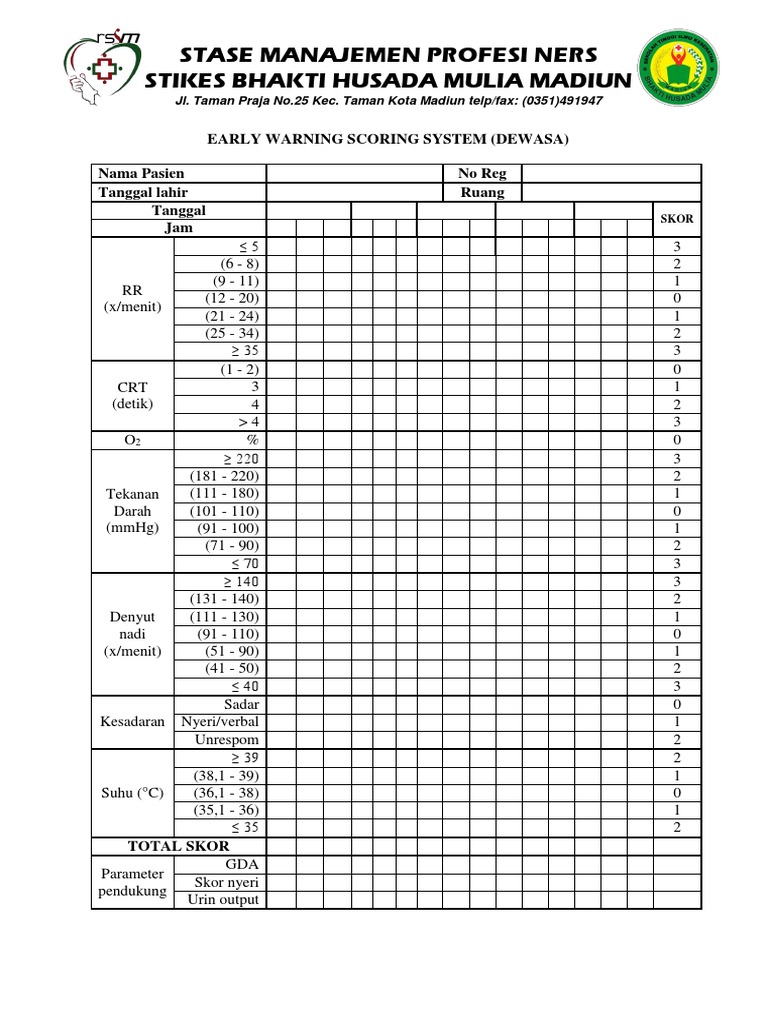 Adult Early Warning Scoring System | PDF