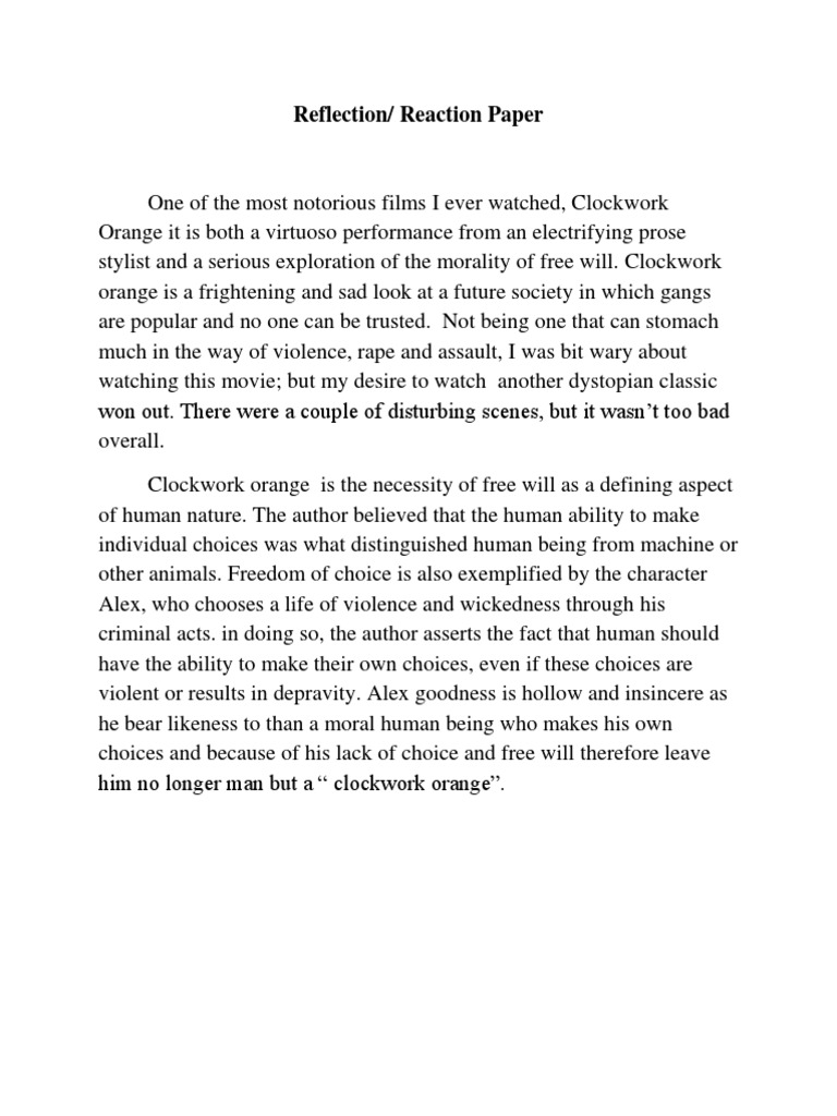 Reflection or Reaction Paper and Insight | PDF | Free Will | Violence