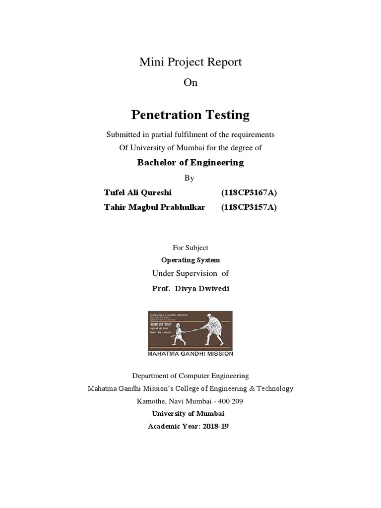 Os Mini Project Report Sample-1 | PDF | Penetration Test | White Hat ...