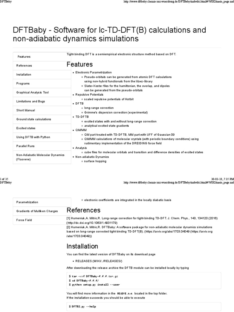Dftbaby - Software For LC-TD-DFT (B) Calculations and Non-Adiabatic ...