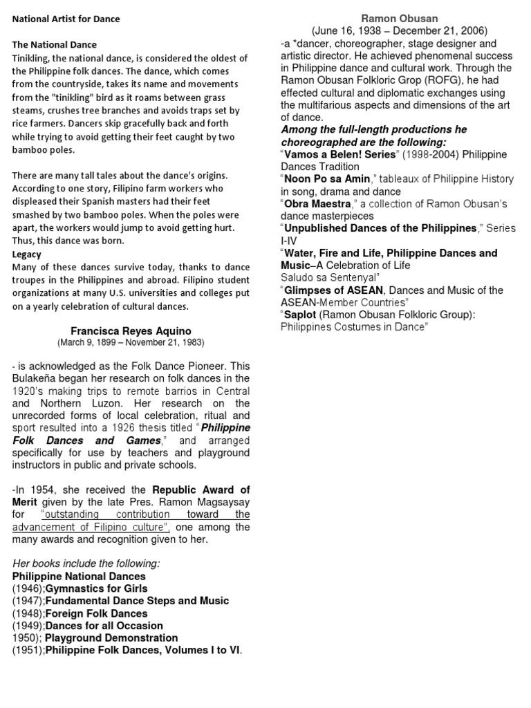 National Artist For Dance | PDF | Philippines | Entertainment