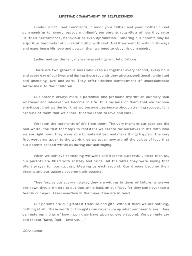 Lifetime Commitment of Selflessness | PDF | Love | Religious Behaviour ...